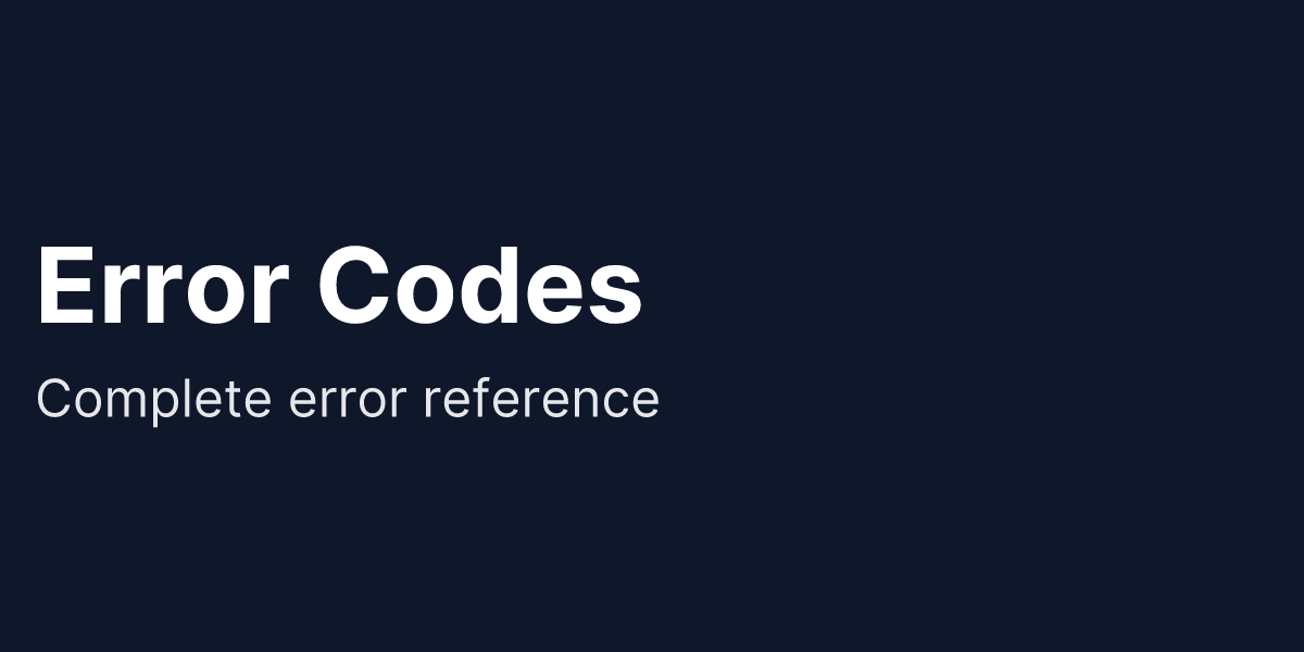 Error Codes - Hydranet Documentation