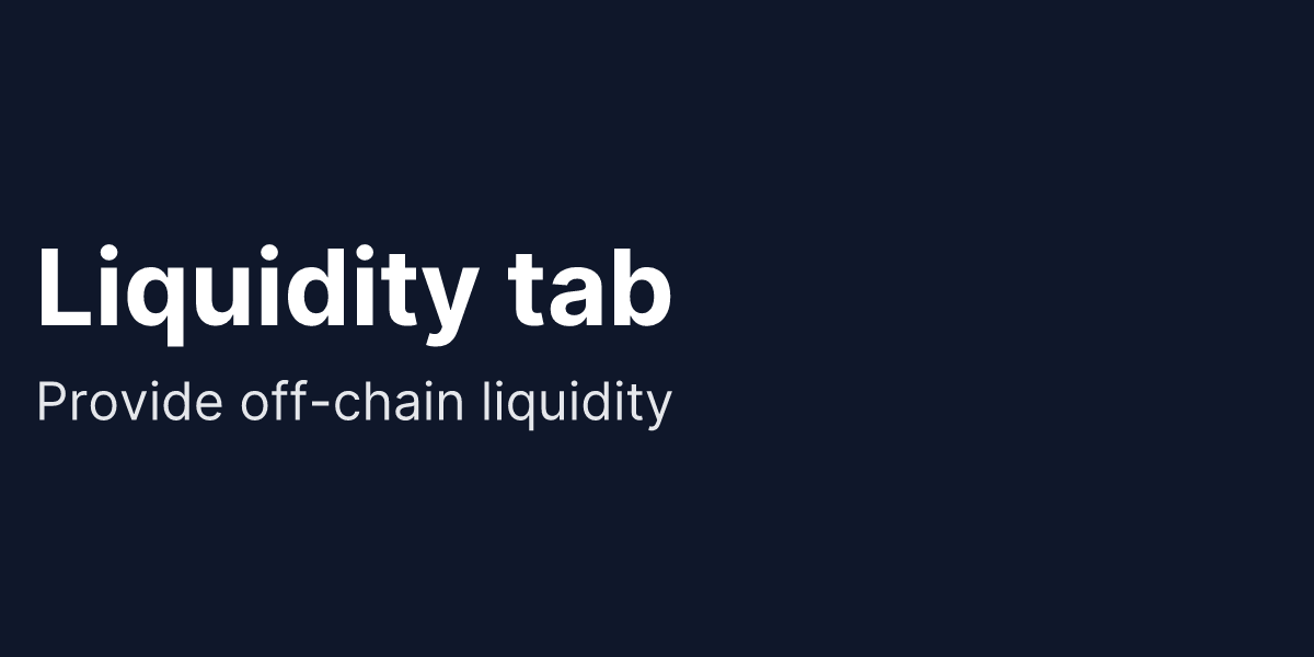 Liquidity tab - Hydranet Documentation