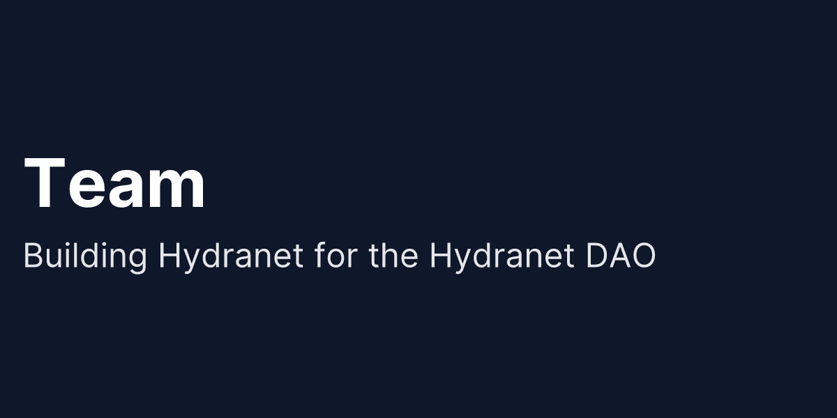 Team - Hydranet Documentation