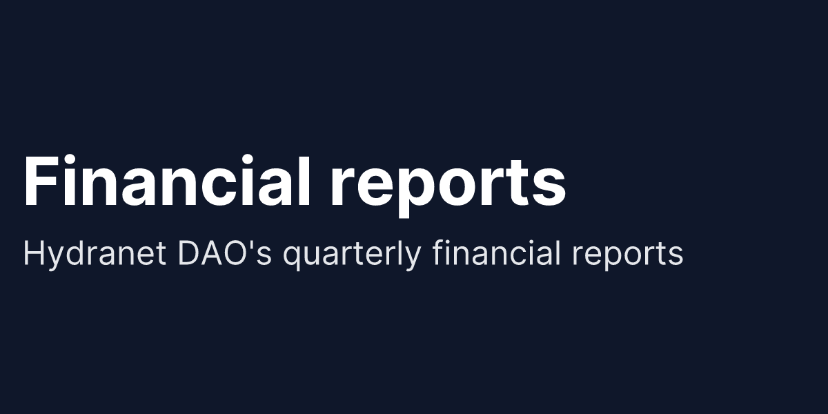 Financial reports - Hydranet Documentation